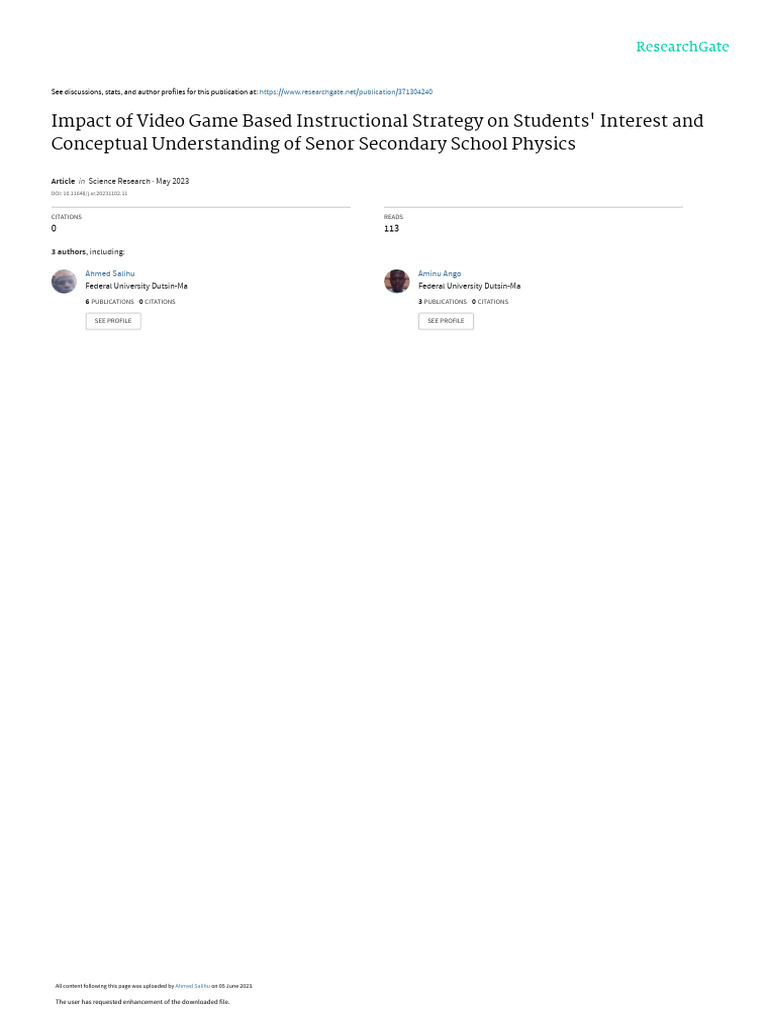 Video Game Strategy in Senior Physics Education | PDF | P Value ...