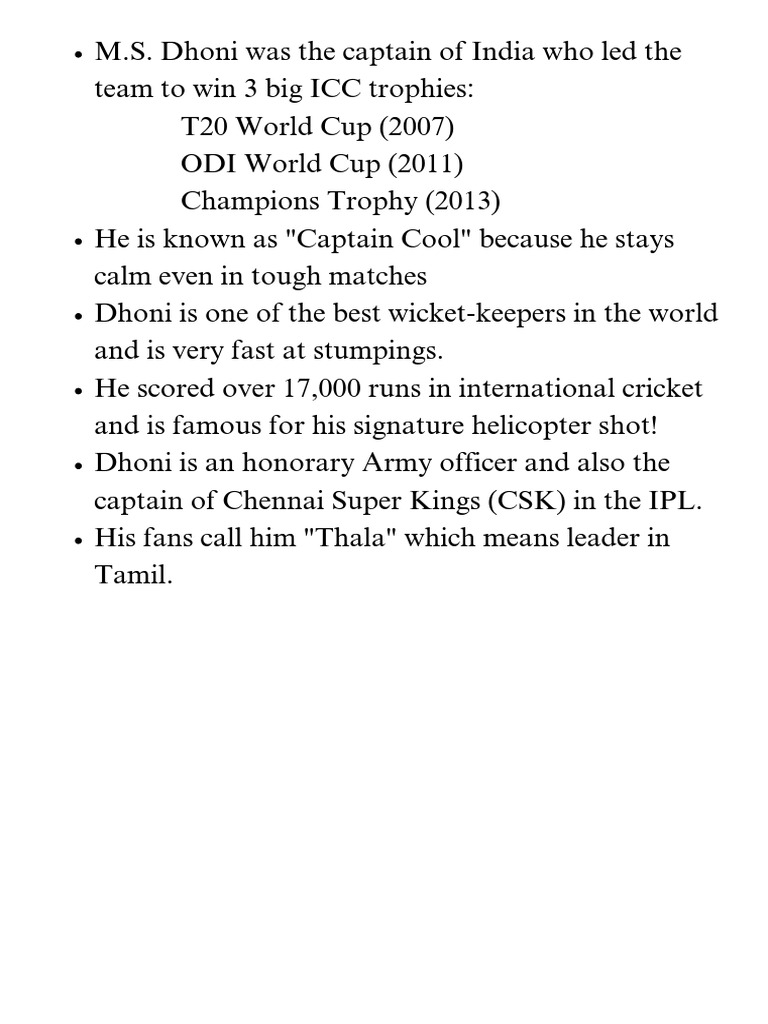 Dhoni | PDF
