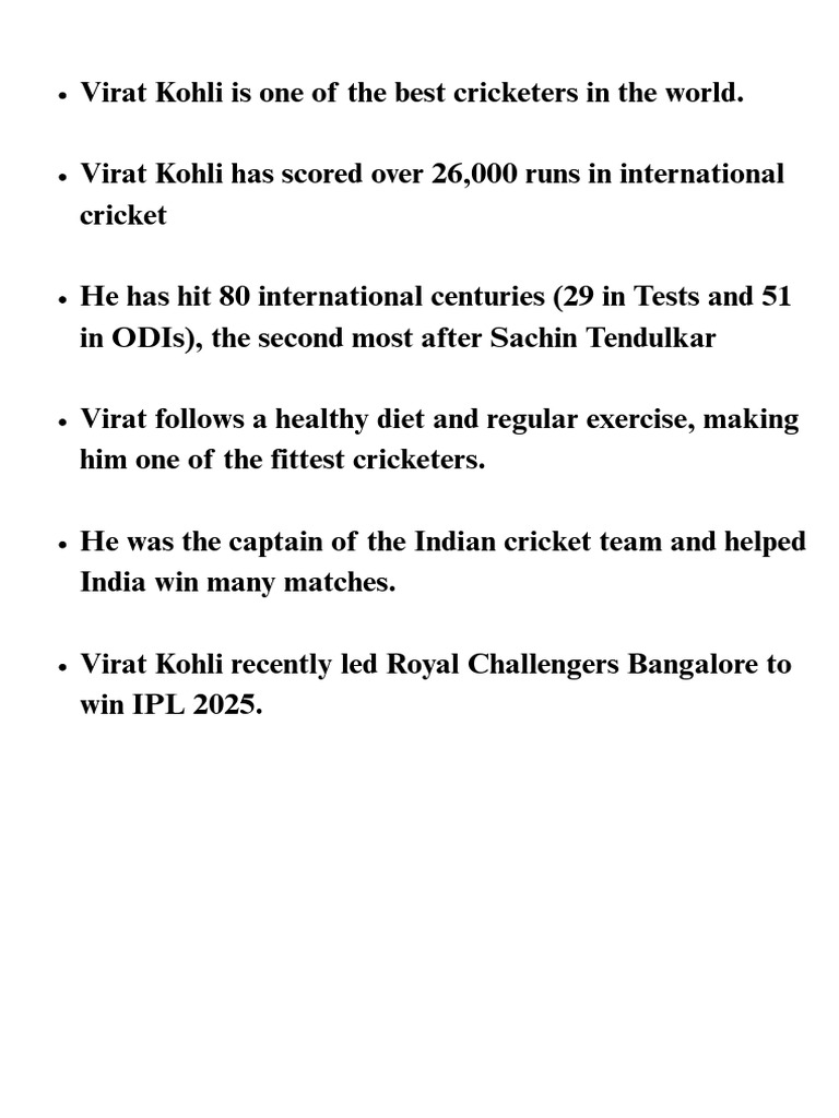 Key Facts About Virat Kohli | PDF