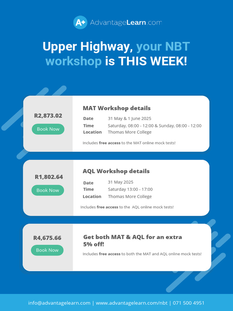 Upper Highway, Is This Week!: Your NBT Workshop | PDF