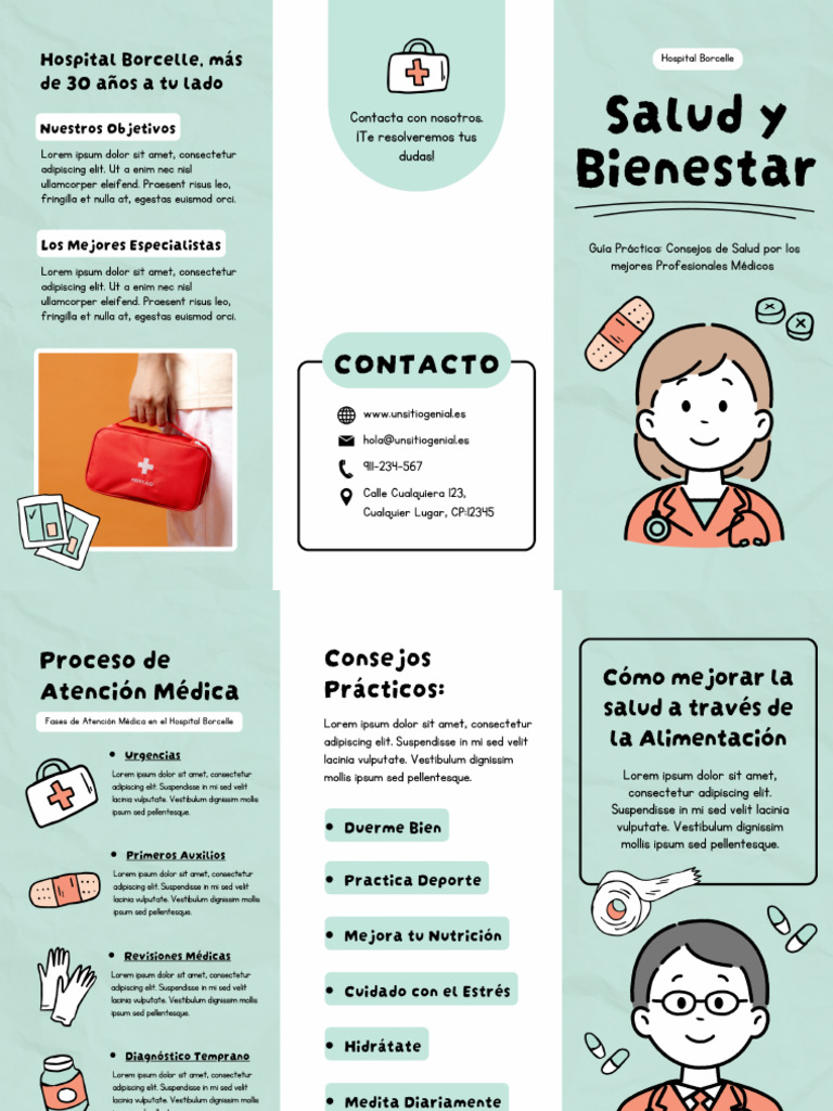 Folleto Tríptico Salud Y Medicina Ilustrado Verde Y Blanco 20250807