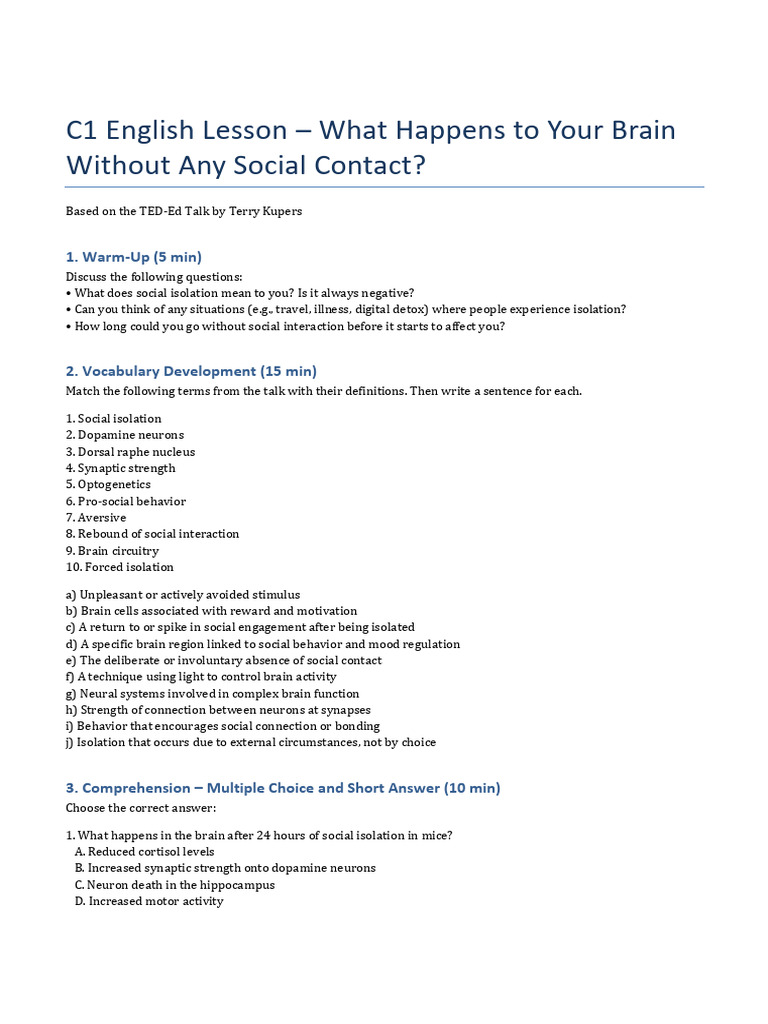 What Happens To Your Brain Lesson c1 | PDF | Brain | Synapse