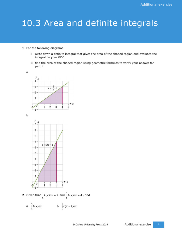 Test Definite Integrals and Area Under The Curve | PDF