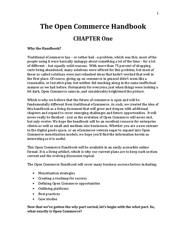 The Open Commerce Handbook - CHAPTER 1 - FINAL | PDF | E Commerce ...