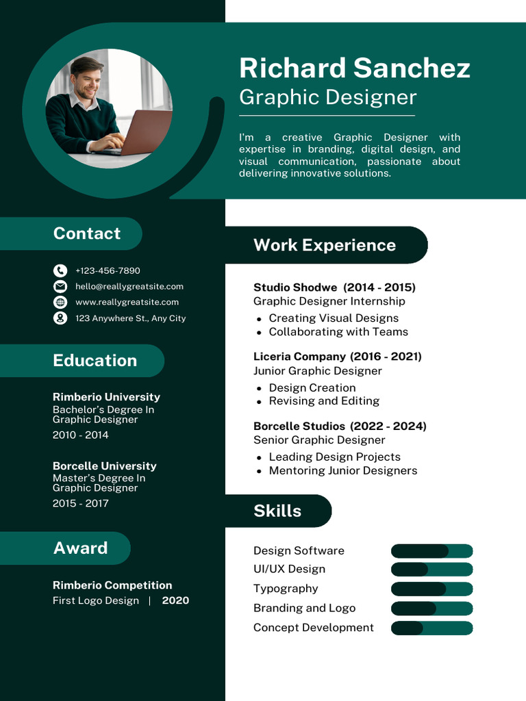 Green and White Modern Graphic Designer Resume | PDF