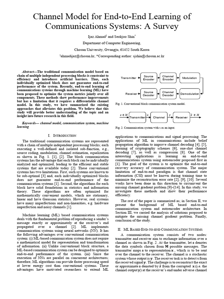 Channel Model For End-To-End Learning of Communications Systems - Survey | PDF | Machine ...
