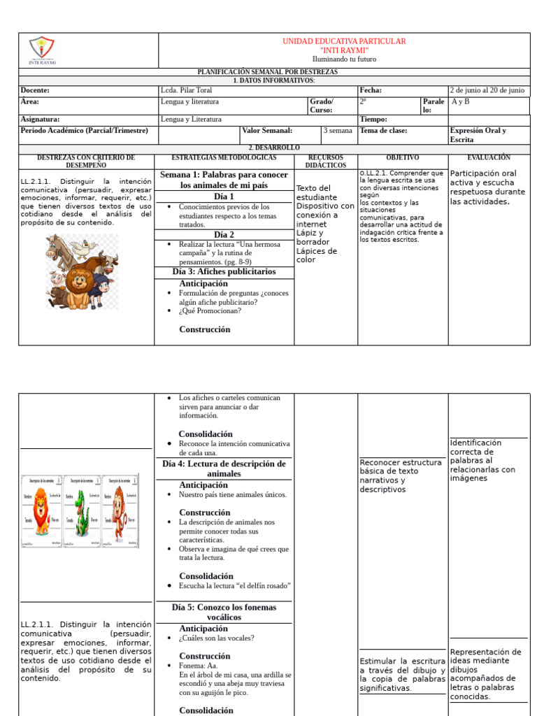 PLANIFICACIÓN Del Mes de Junio 2doa | PDF | Alimentos | Póster