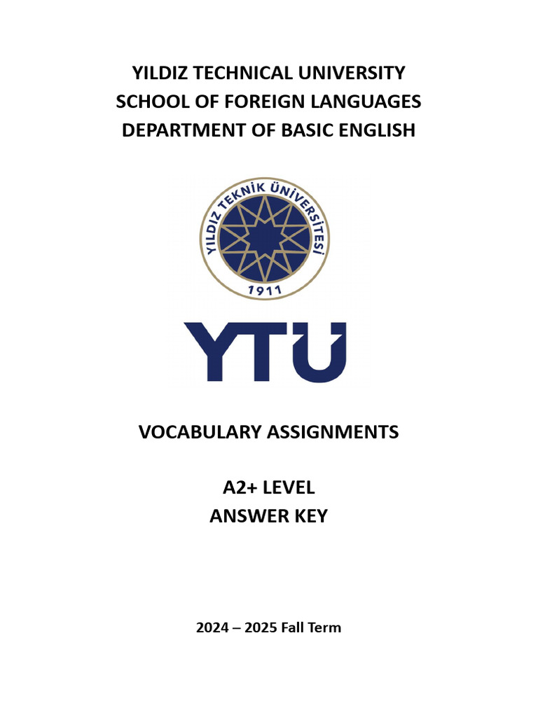 2024-2025 Fall - A2+ Vocabulary Assignments - Answer Key | PDF | Verb | Waste