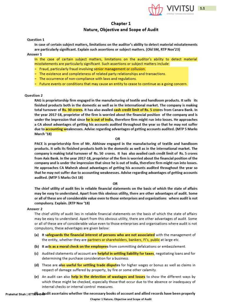 Scope and Importance of Auditing | PDF | Audit | Going Concern