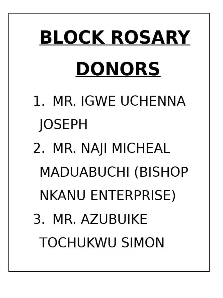 Block Rosary Donors | PDF