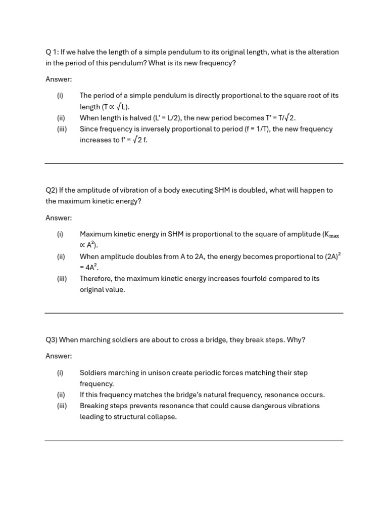 Ch17 Second Year Short Questions | PDF | Resonance | Pendulum