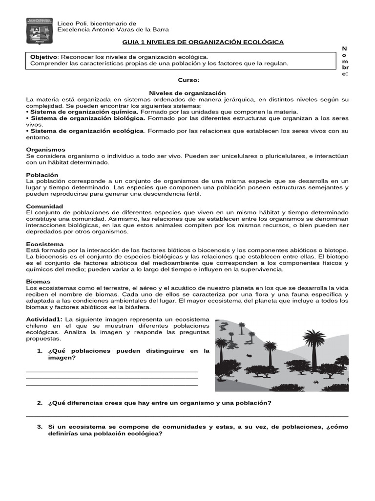 Guia 1 Interacciones | PDF | Ecología | Ecosistema