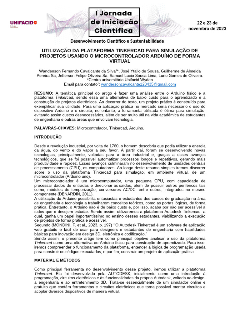 Resumo Expandido - Concluído | PDF | Arduino | Engenharia