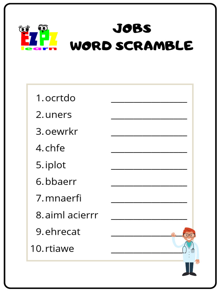 Jobs1 Word Scramble Simple | PDF