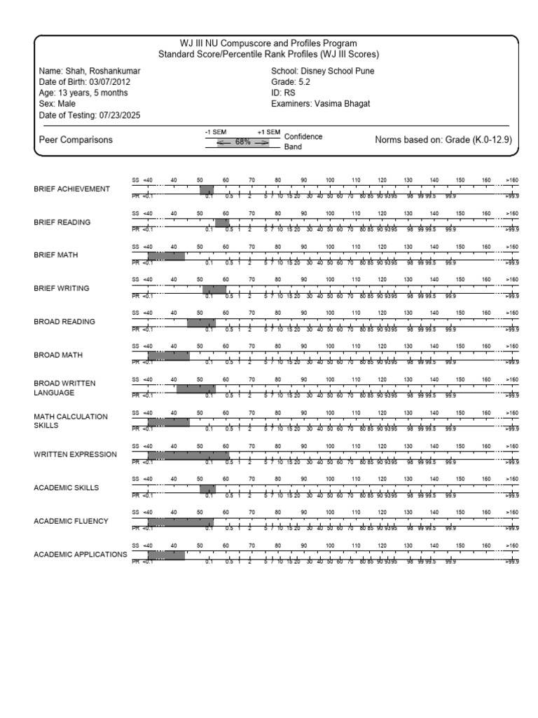 WJ III Compuscore Profile for Roshankumar | PDF