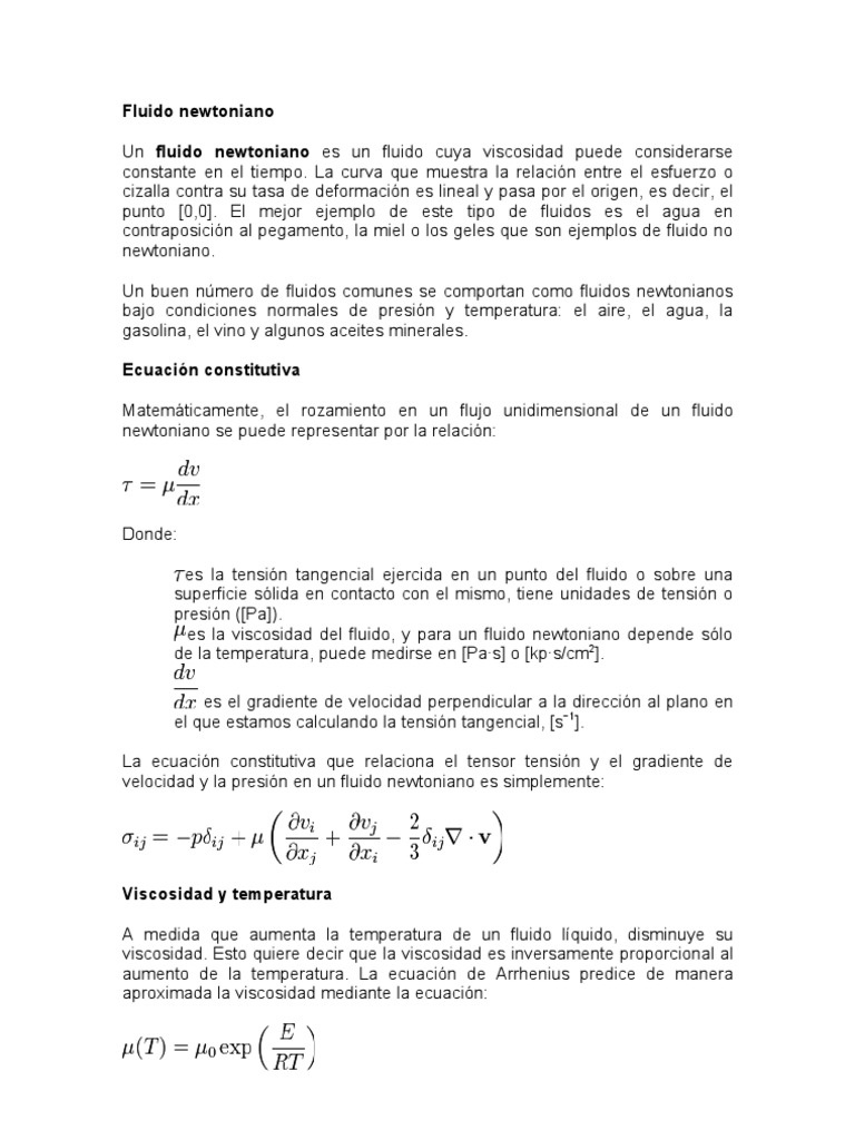Fluido Newtoniano | PDF | Viscosidad | Fluido