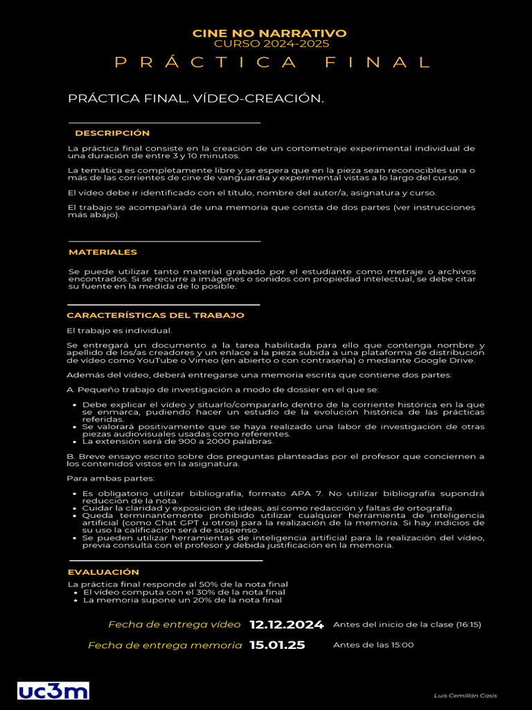 Práctica Final. Cine No Narrativo. | PDF