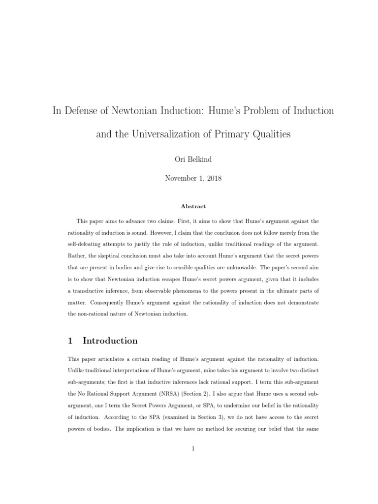 In Defense of Newtonian Induction | PDF | Inductive Reasoning | David Hume