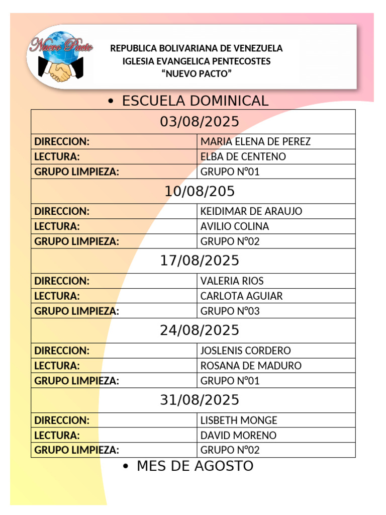 Esc Dom Anuncios 5 Semanas - Docx Key | PDF