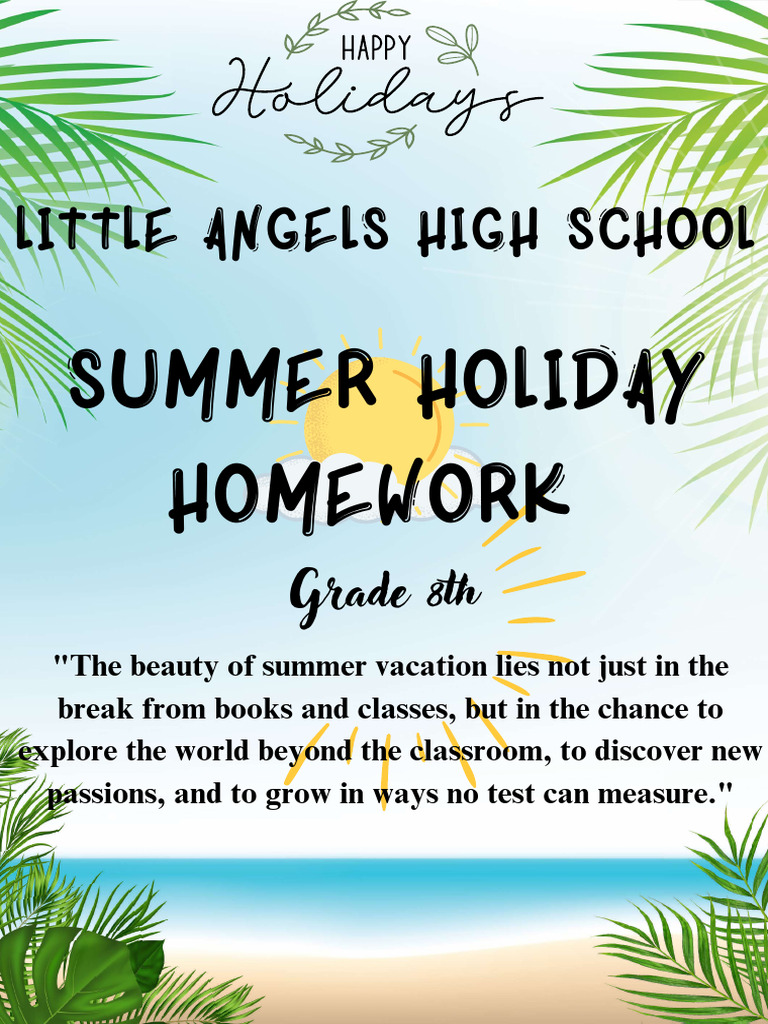 Little Angels High School: Summer Holiday Homework | PDF