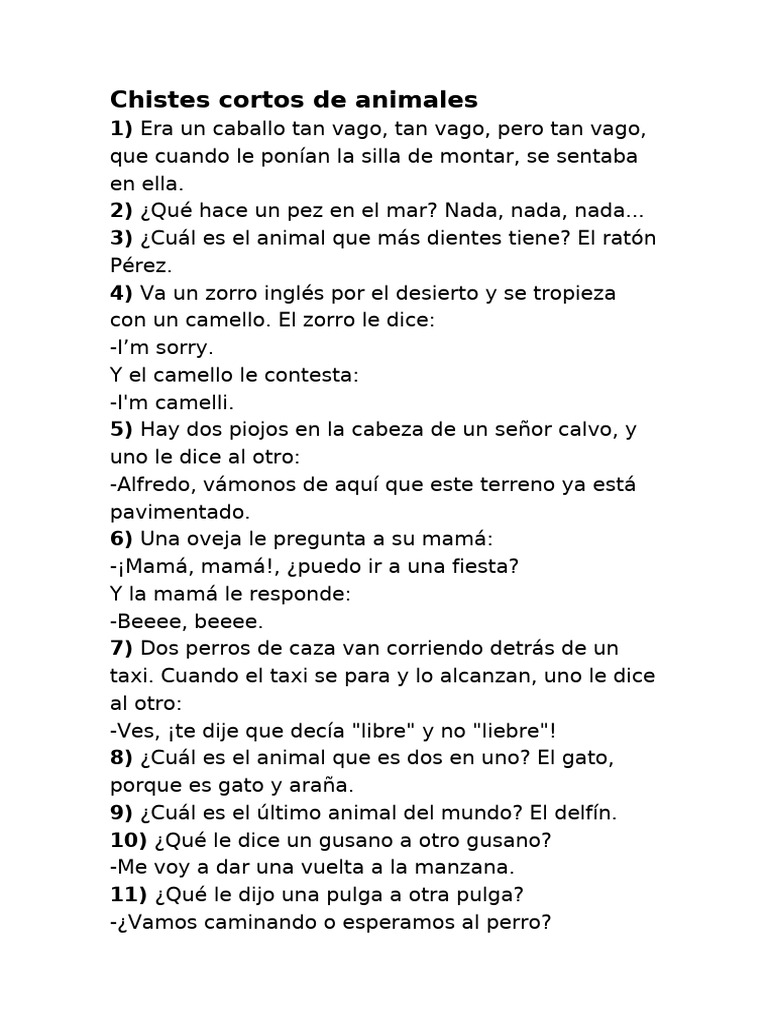 30 Chistes Cortos de Animales | PDF