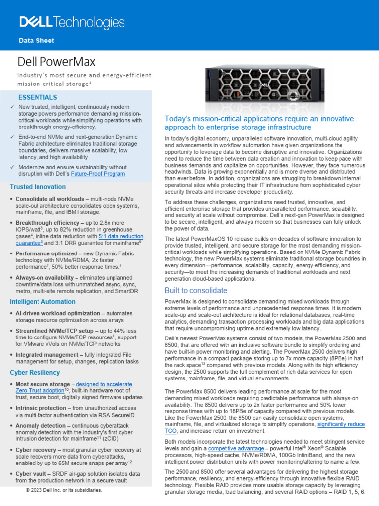 Powermax 2500 8500 Data Sheet | PDF | Scalability | Security