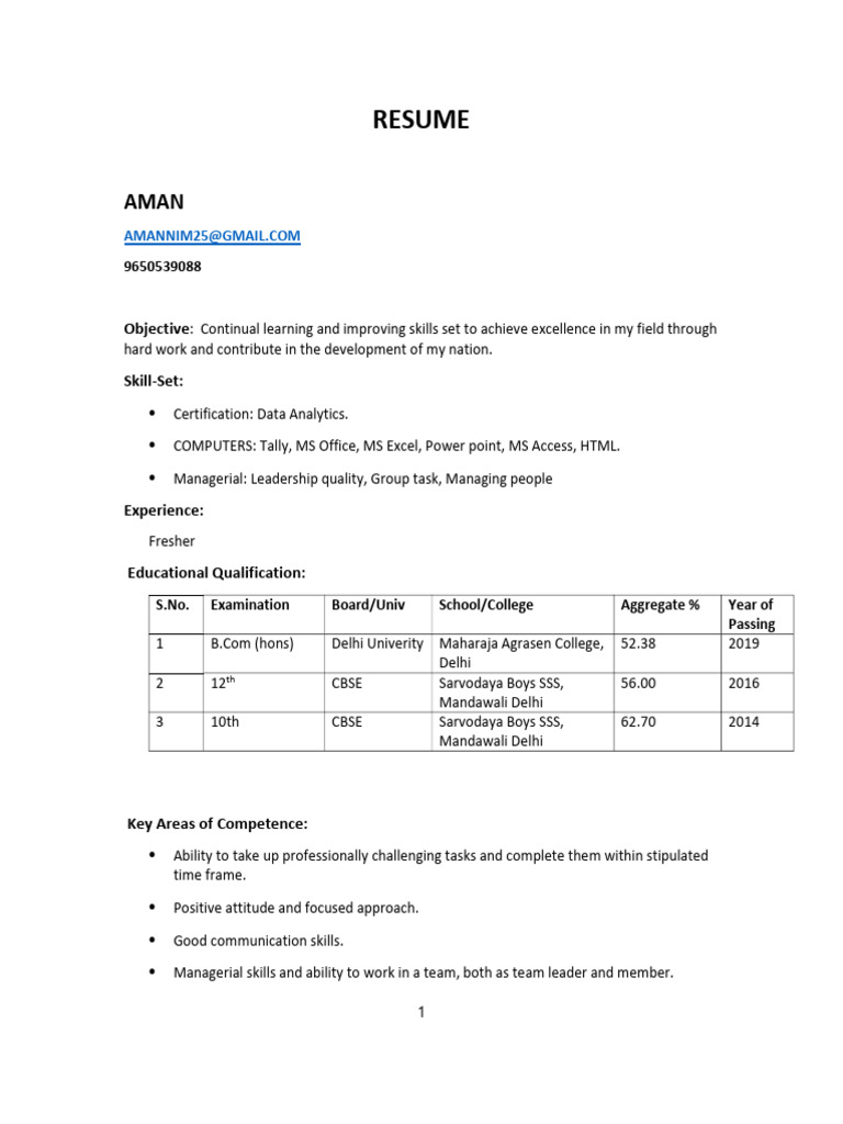 Resume of Aman: Data Analytics Graduate | PDF