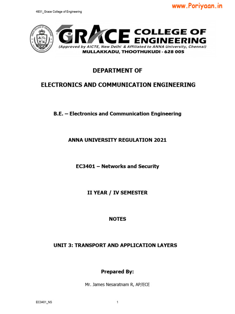 EC3401 Network & Security Unit-3 | PDF | Engineering | Electronics