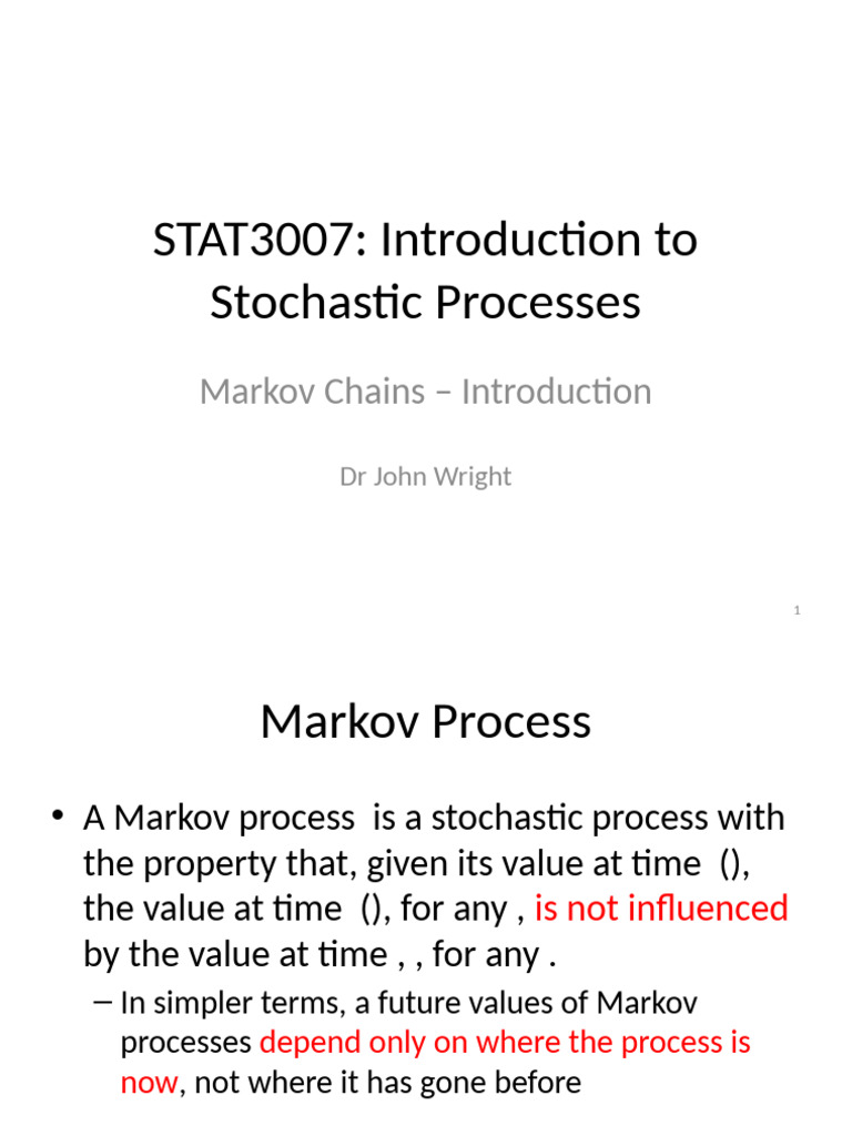 Markov Chains - Introduction | PDF | Markov Chain | Stochastic Process