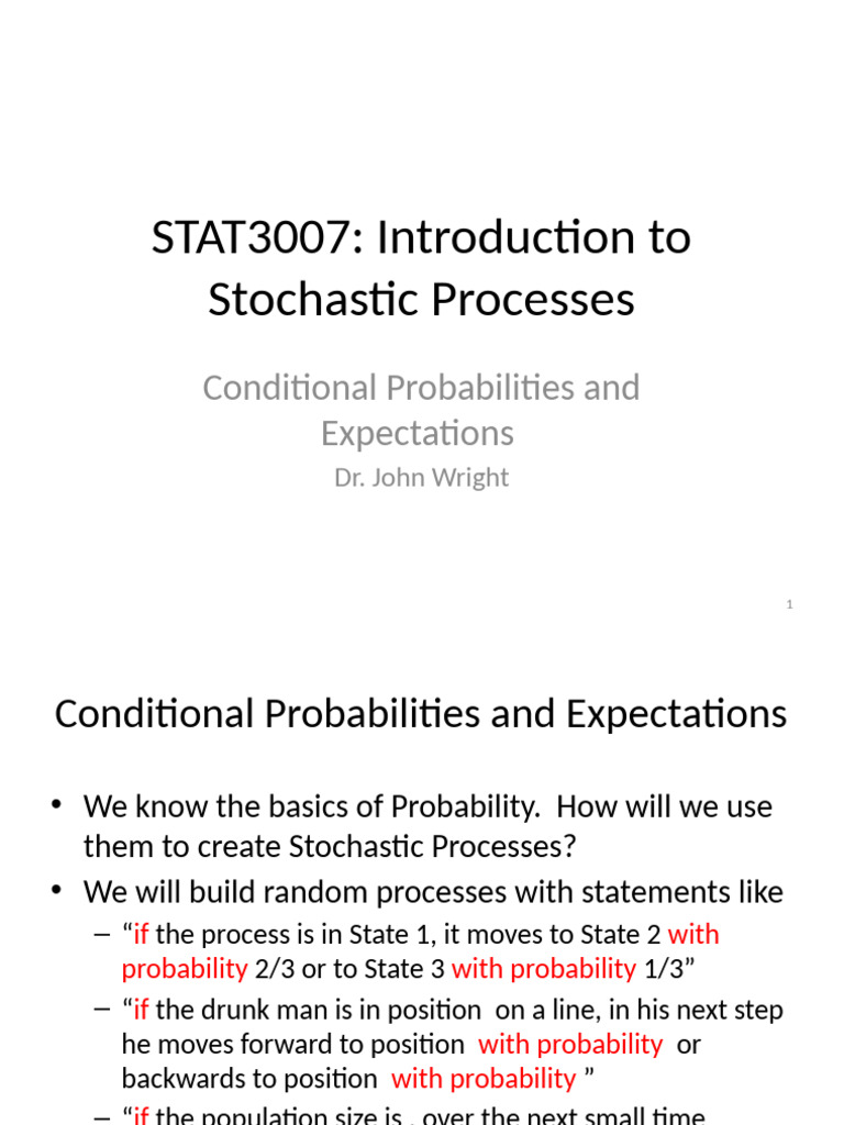 Conditional Probabilities in Stochastic Processes | PDF | Expected ...