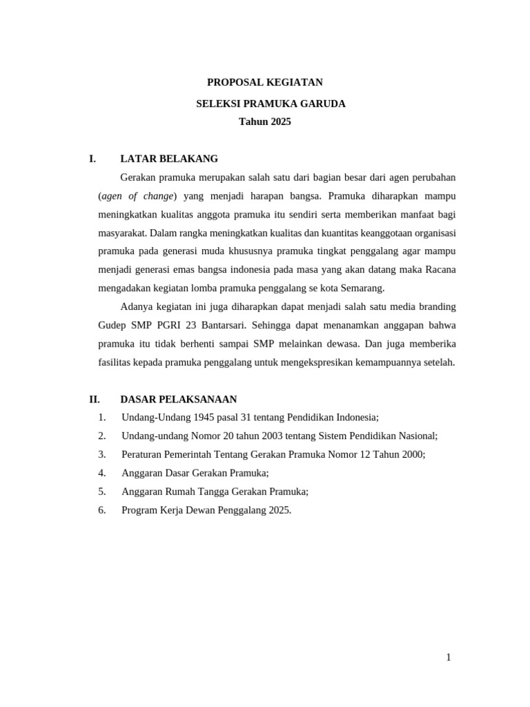 Contoh Proposal Kegiatan Pramuka | PDF