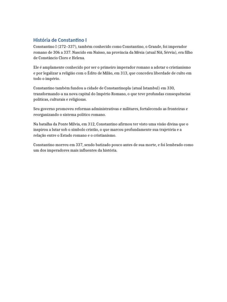 História de Constantino I, o Grande | PDF