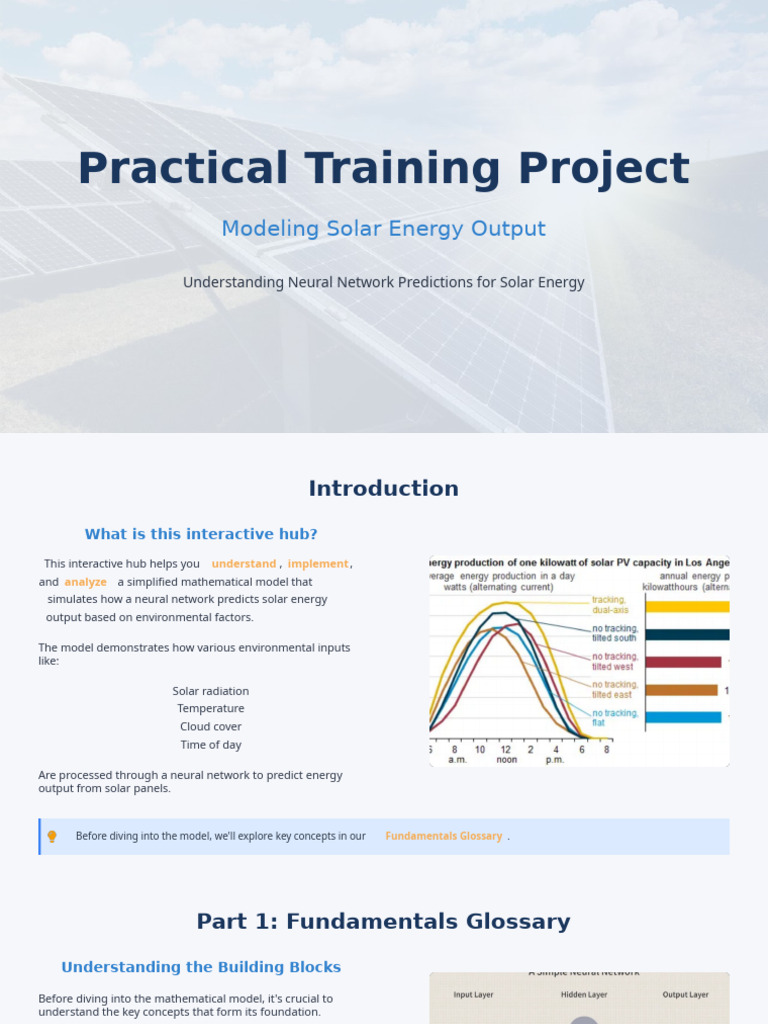 Practical Training Project Modeling Solar Energy Output | PDF ...