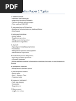 Edexcel A Level Maths Paper 1 Topics 2025 | PDF
