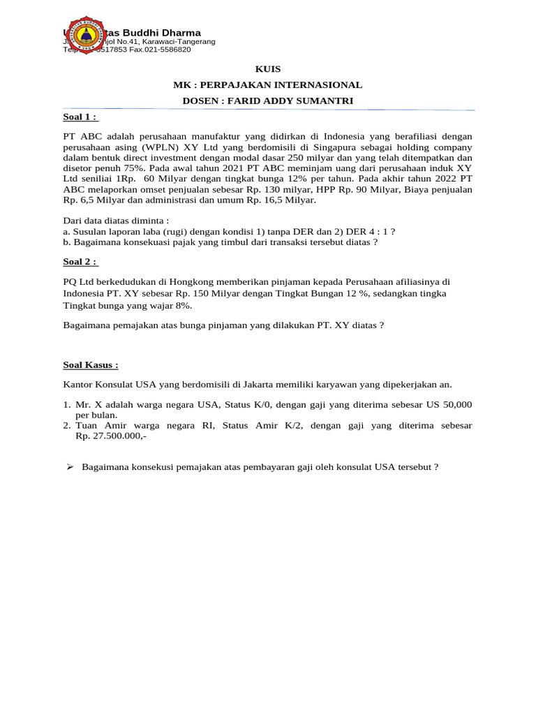 Analisis Pajak Internasional PT ABC dan Konsulat USA | PDF