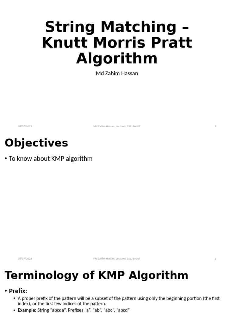 String Matching - KMP | PDF | String (Computer Science) | Theoretical Computer Science