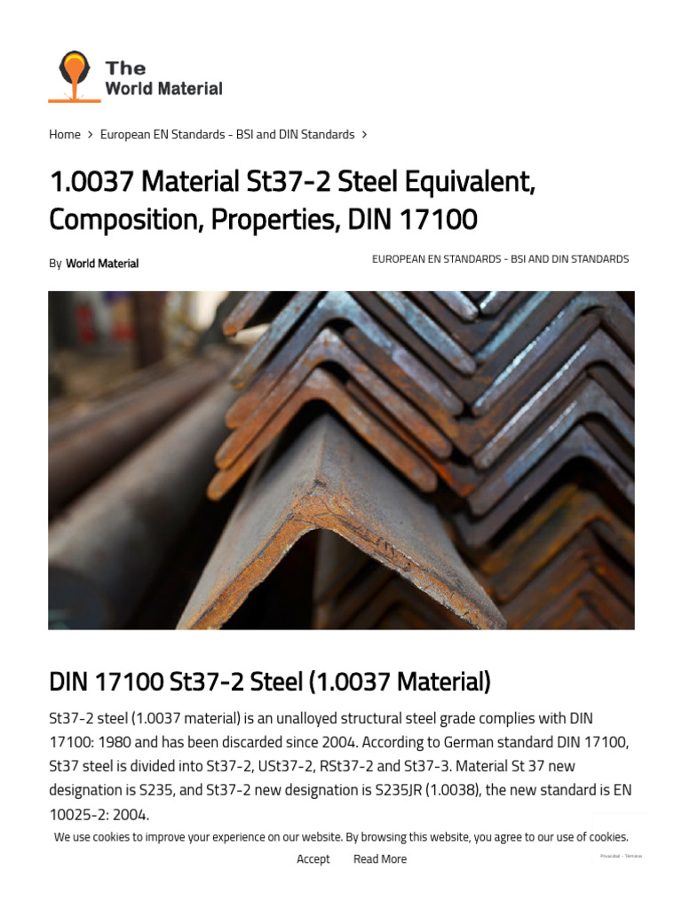 Acero St37-2 Numero 1.0037 - Similar A36 | PDF | Yield (Engineering ...