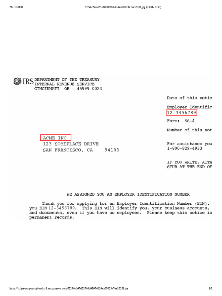 Ein Letter Example | PDF