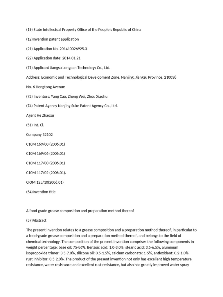 Food Grade Greas | PDF | Lubricant | Materials
