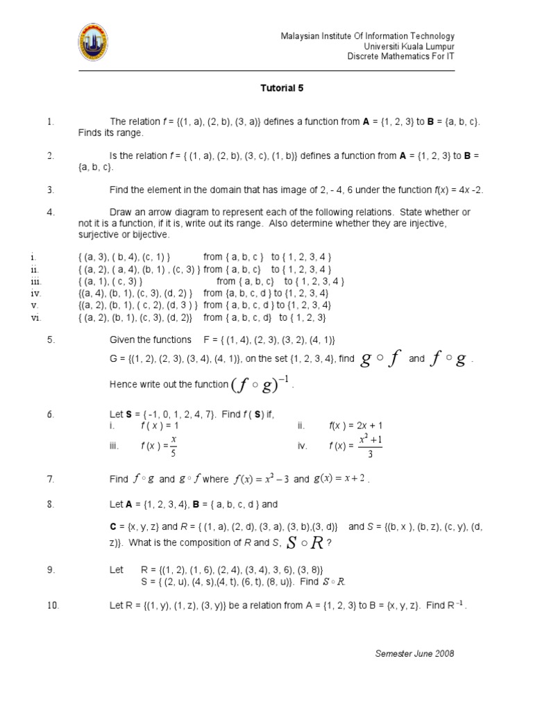 Tutorial 4 Functions Pdf Function Mathematics Analysis 0776