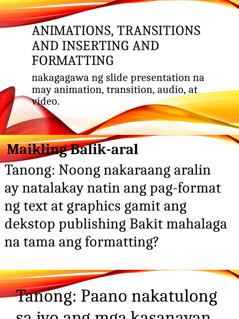 Animations, Transitions and Inserting and Formatting | PDF