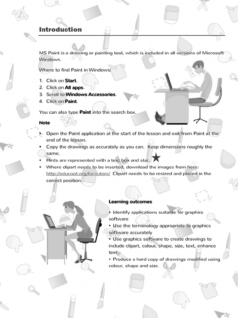 MS Paint Exercises for Students | PDF | Drawing | Software