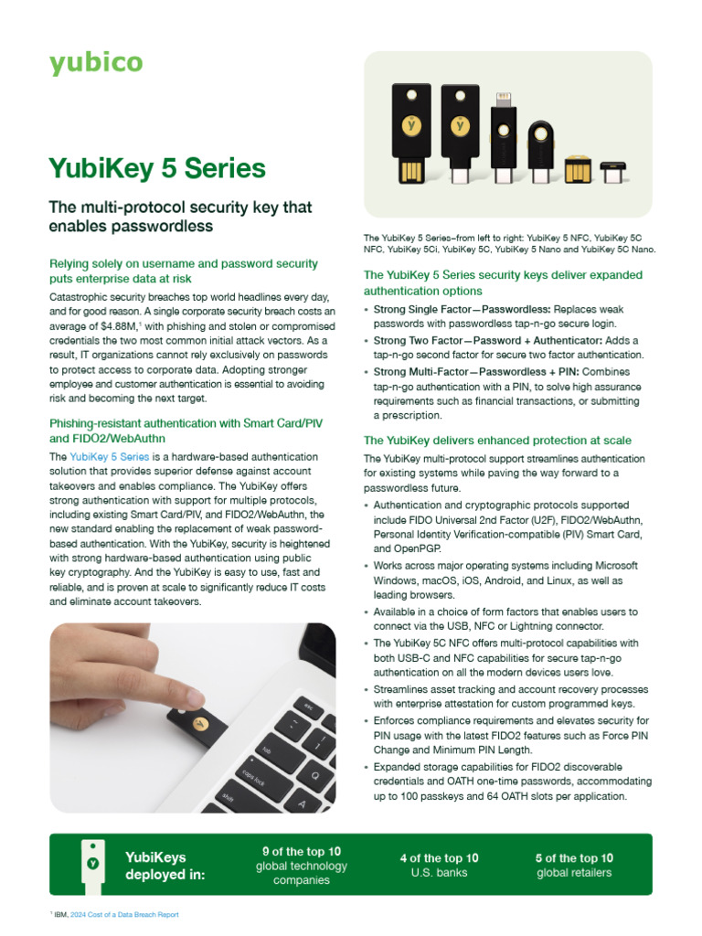YubiKey 5 Series: Secure Authentication | PDF | Security | Computer ...