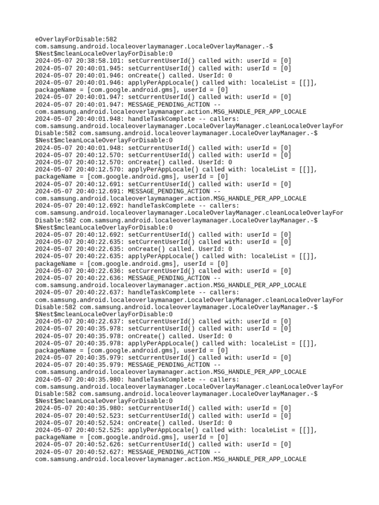 Samsung Locale Overlay Manager Logs | PDF