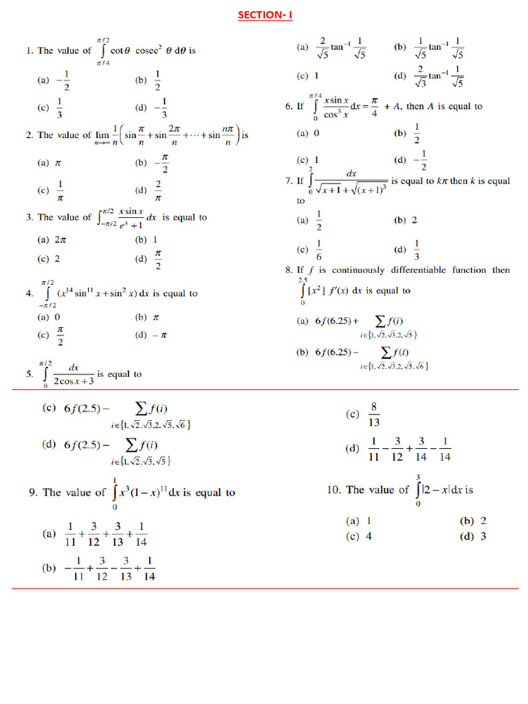 Definite Integration | PDF