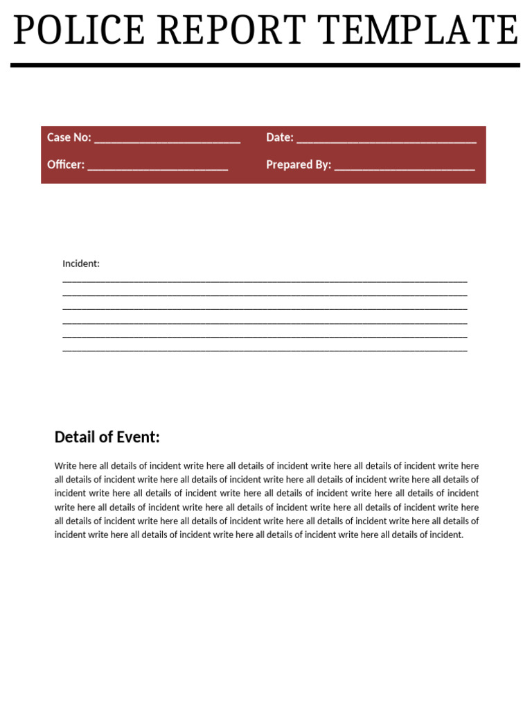 Police Report Template 04 | PDF
