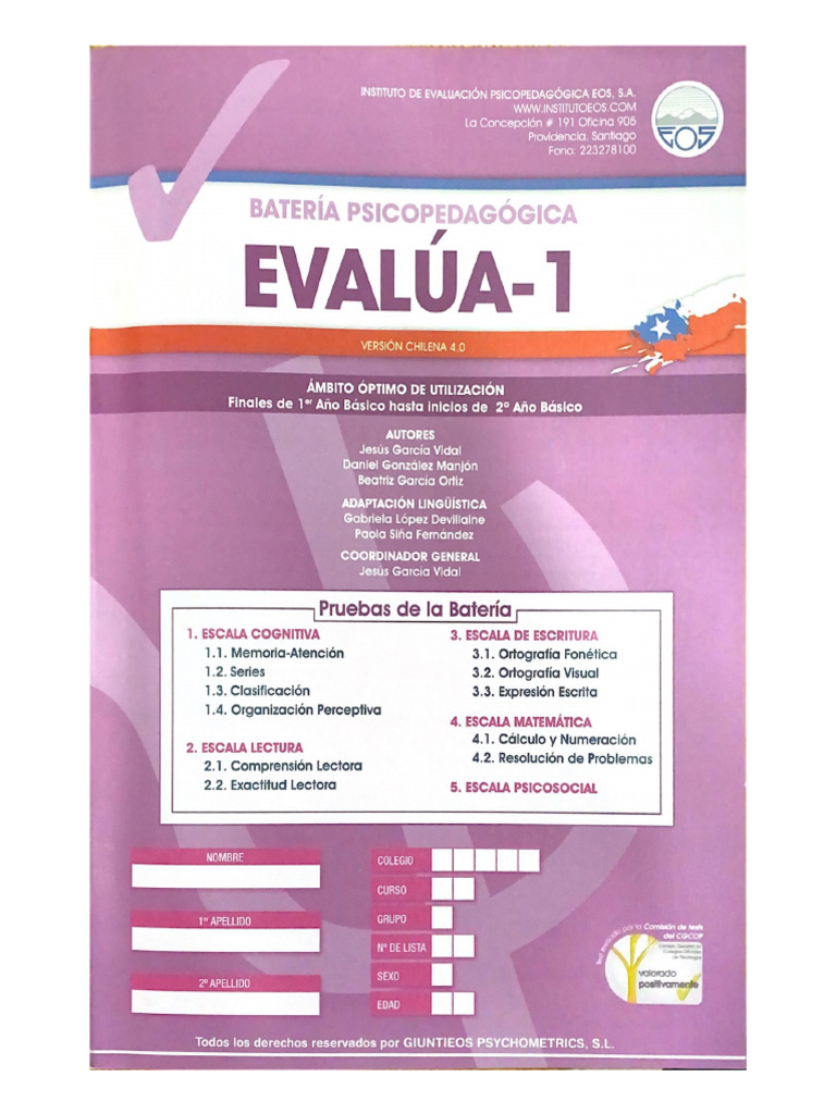 Cuadernillo Evalua 1 | PDF