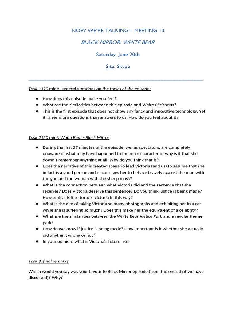Conversation Class Black Mirror | PDF