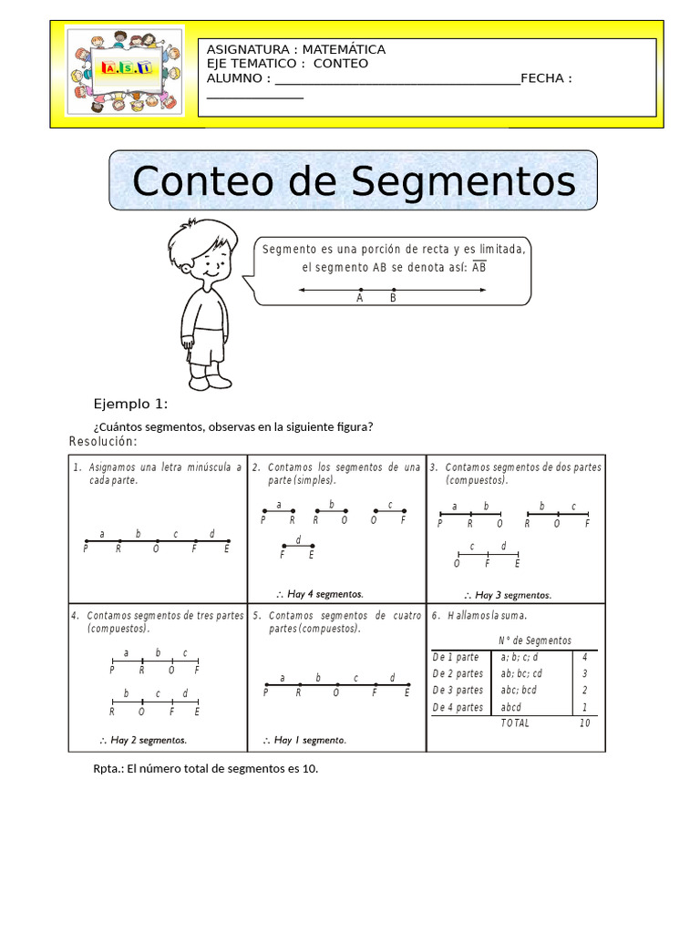 Ejercicios de Conteo de Segmentos para Sexto de Primaria | PDF