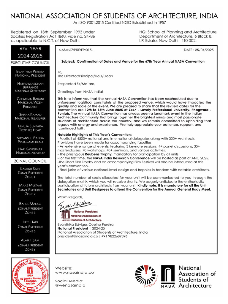 Invitation - 67th Year ANC 2025 | PDF